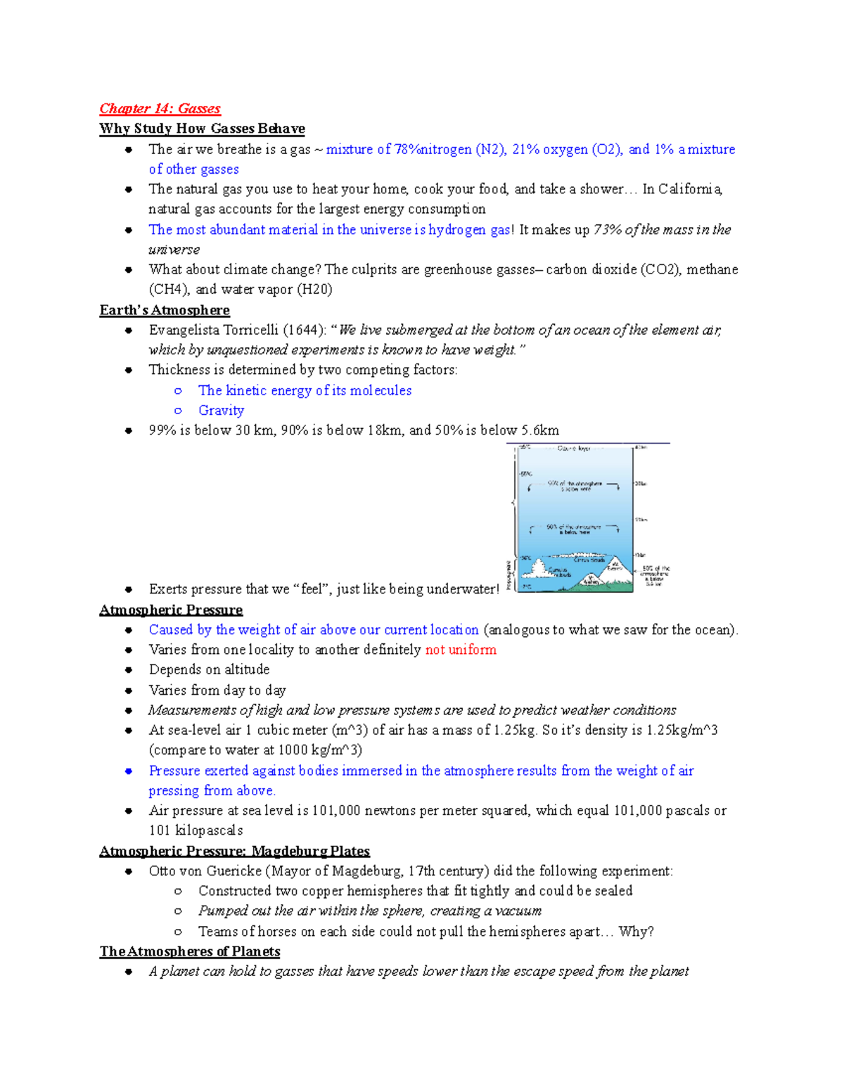 Physics Chapter 14 and 15 Notes - Chapter 14: Gasses Why Study How ...