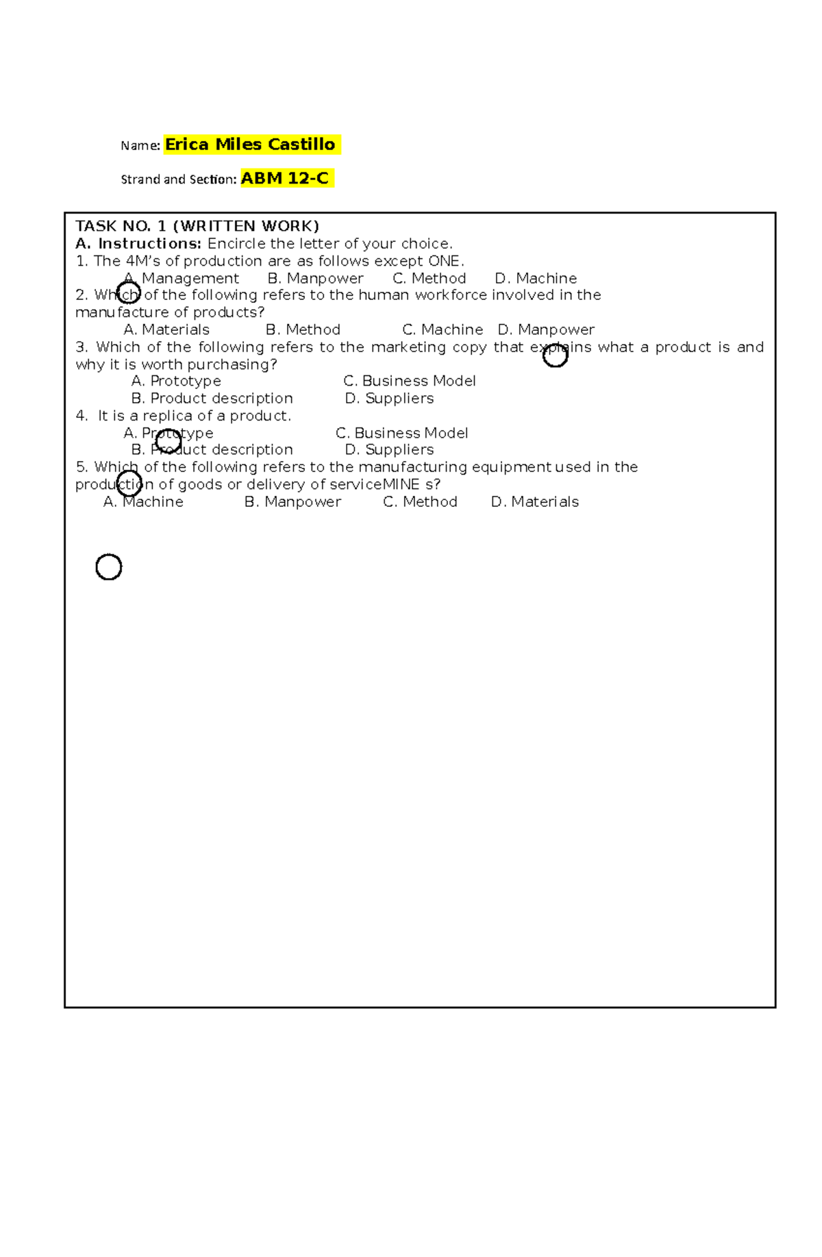 Q4 Entrep M6 T1 EMCastillo - Name: Erica Miles Castillo Strand and ...