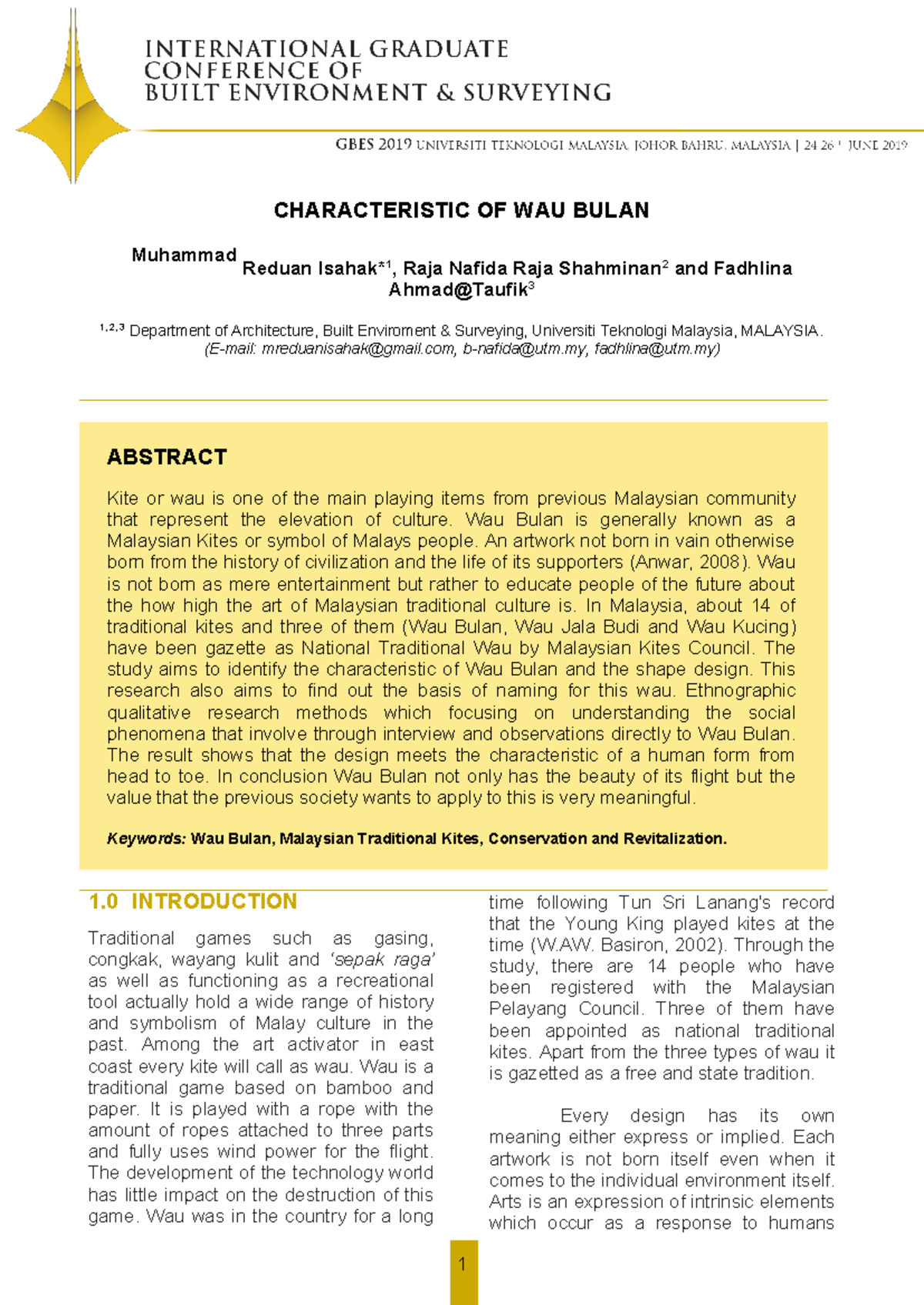 Characteristic of Wau Bulan - CHARACTERISTIC OF WAU BULAN Muhammad ...
