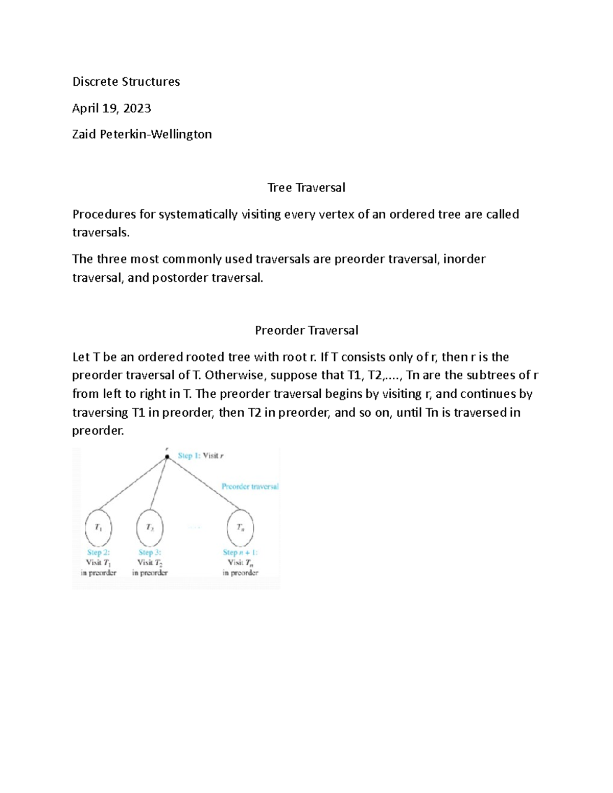 7.7.1-Tree Traversal - Discrete Structures April 19, 2023 Zaid Peterkin ...