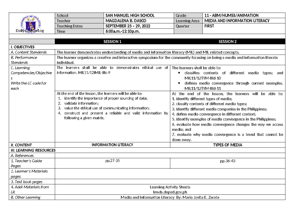 Q1-W4-MIL - mil - School SAN MANUEL HIGH SCHOOL Grade 11 - ABM/HUMSS ...