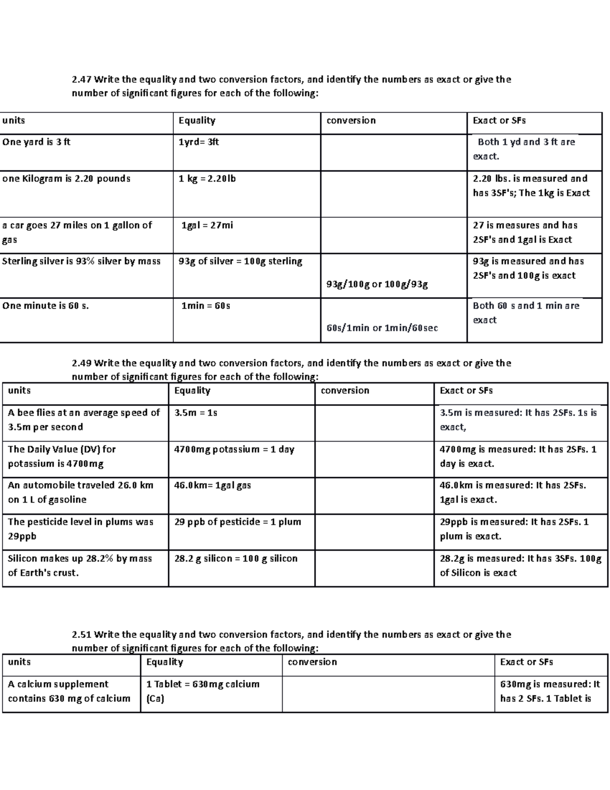Chem density - fhfe - 2 Write the equality and two conversion factors ...