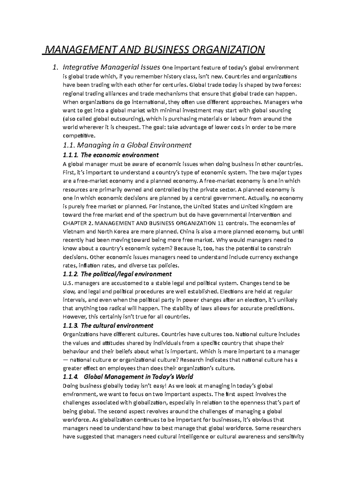 New Microsoft Word Document - MANAGEMENT AND BUSINESS ORGANIZATION 1 ...