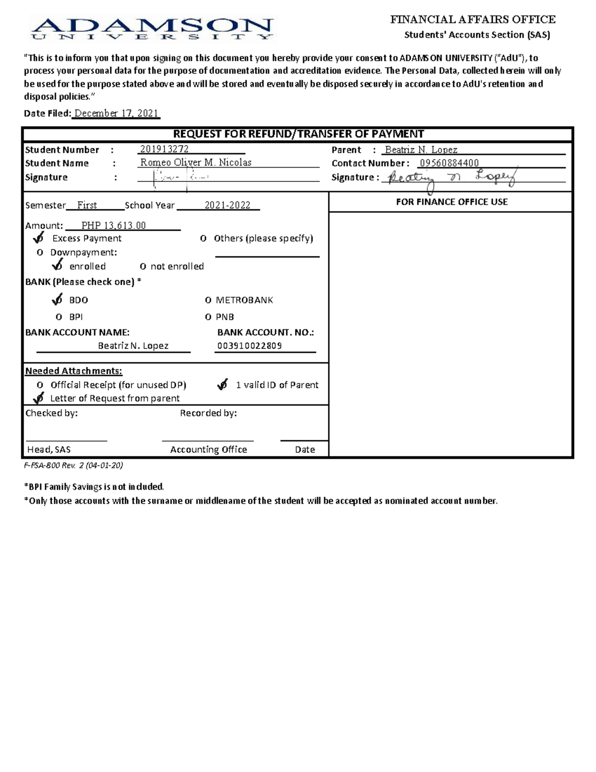 Refund FORM - The whole process of voluntary surrender to the ...