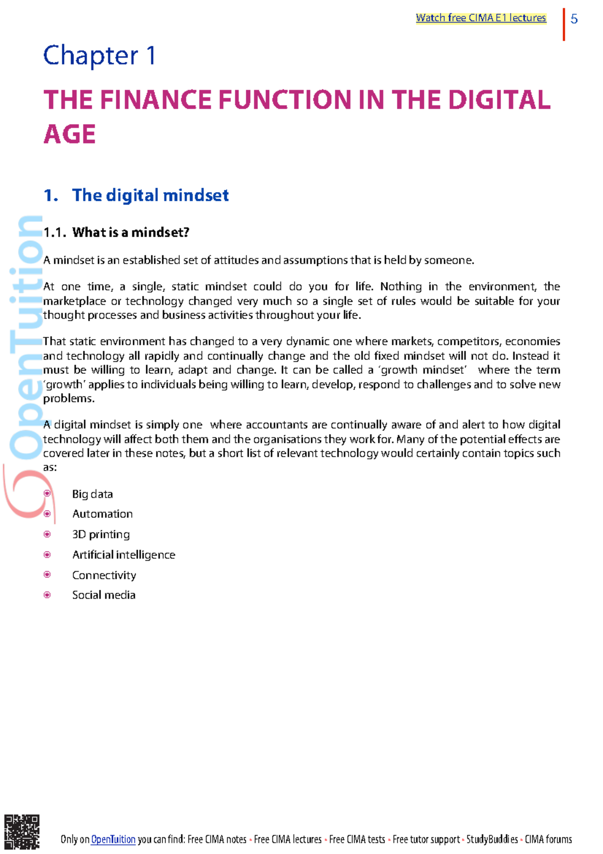 CIMA-E1-2023-Notes 240623 081713 - Chapter 1 THE FINANCE FUNCTION IN ...