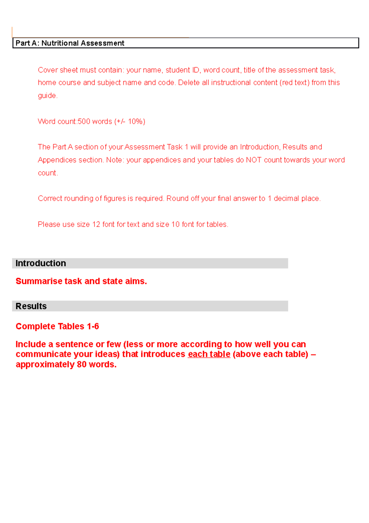 Assessment template -DTN201 Assessment Task A and B on Miss Smith ...