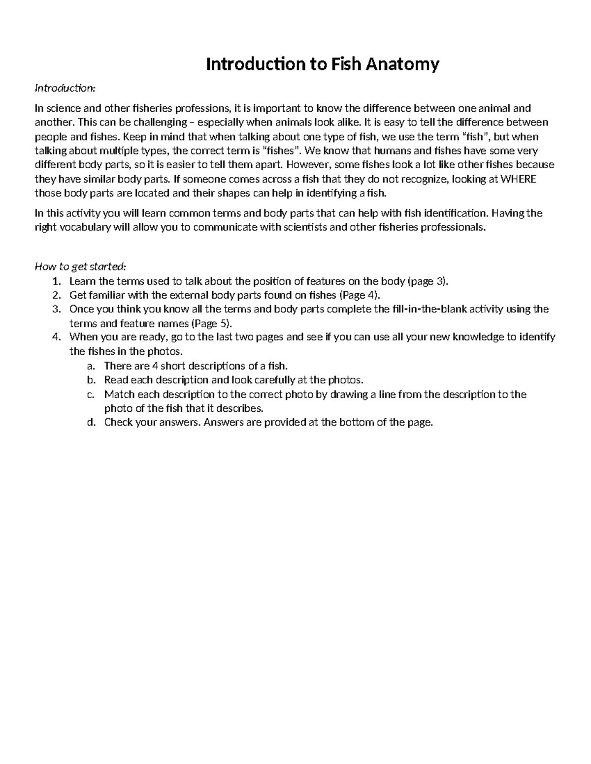 Fish-Features Final - Helps with anatomy - Introduction: Introduction ...