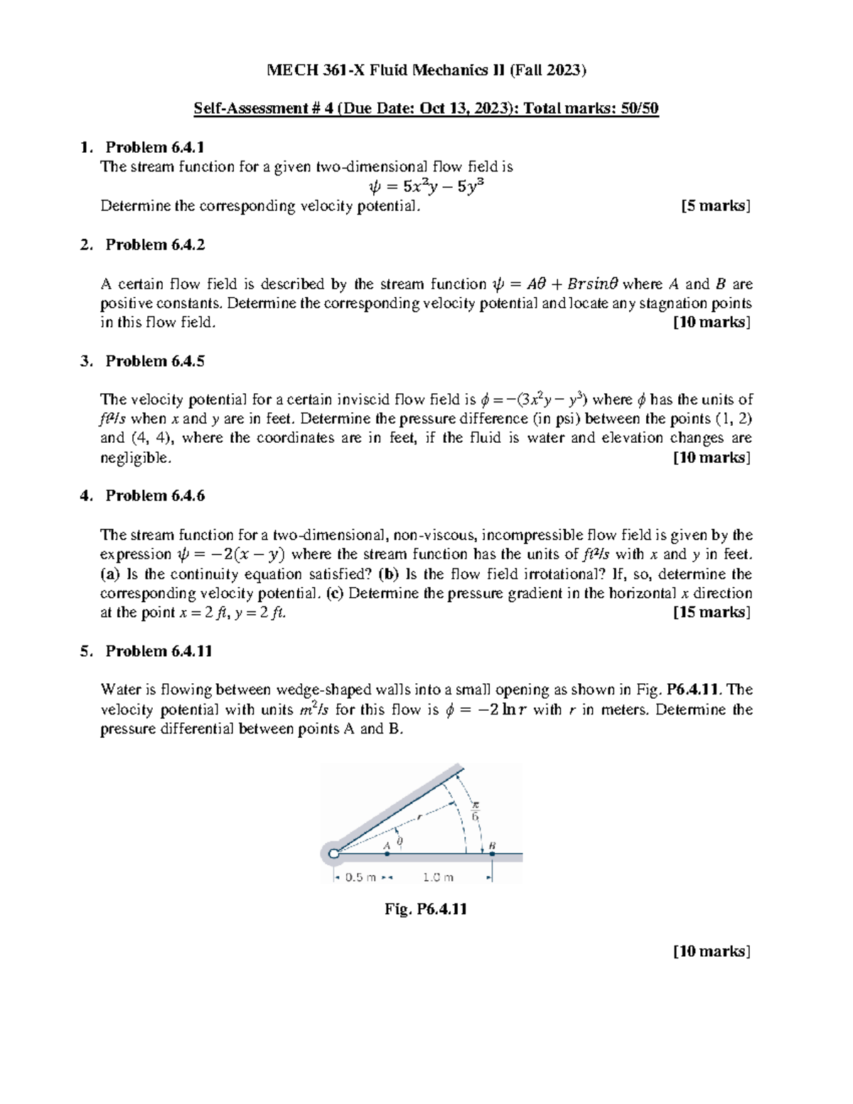 Self-Assessment 4-QA - Self-Assessment 4-QA - MECH 361-X Fluid ...