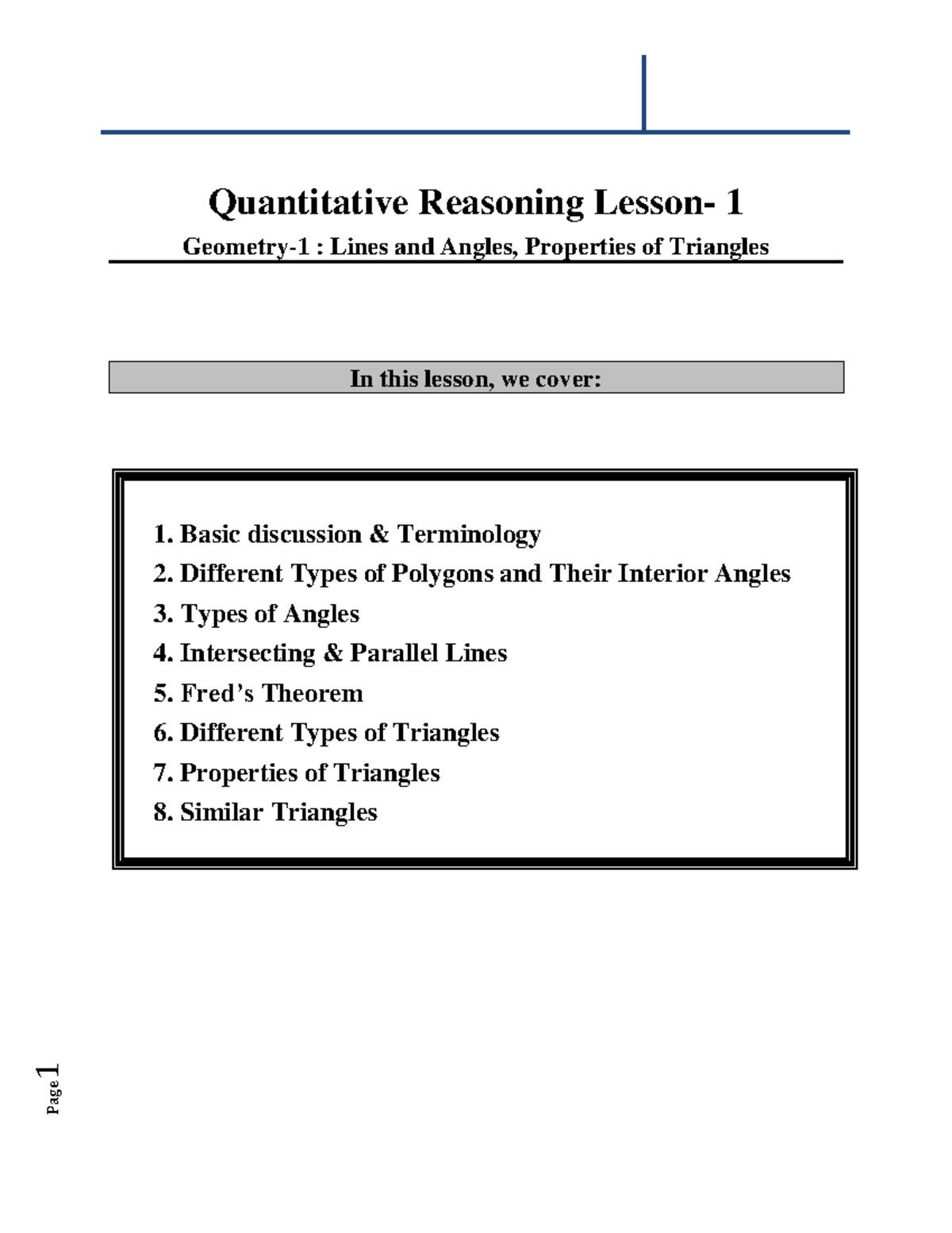 Quant-Lesson-1-Geometry-1 - In this lesson, we cover: 1. Basic ...
