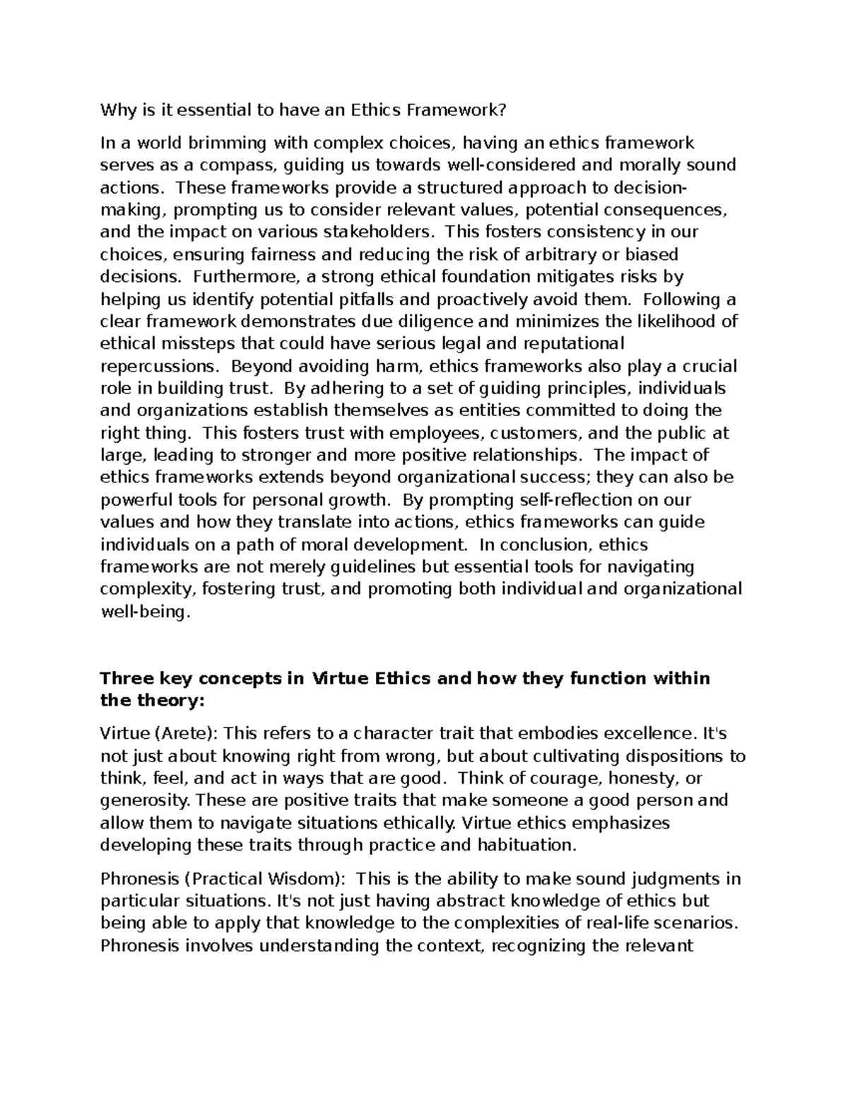 Why is it essential to have an Ethics Framework - These frameworks ...