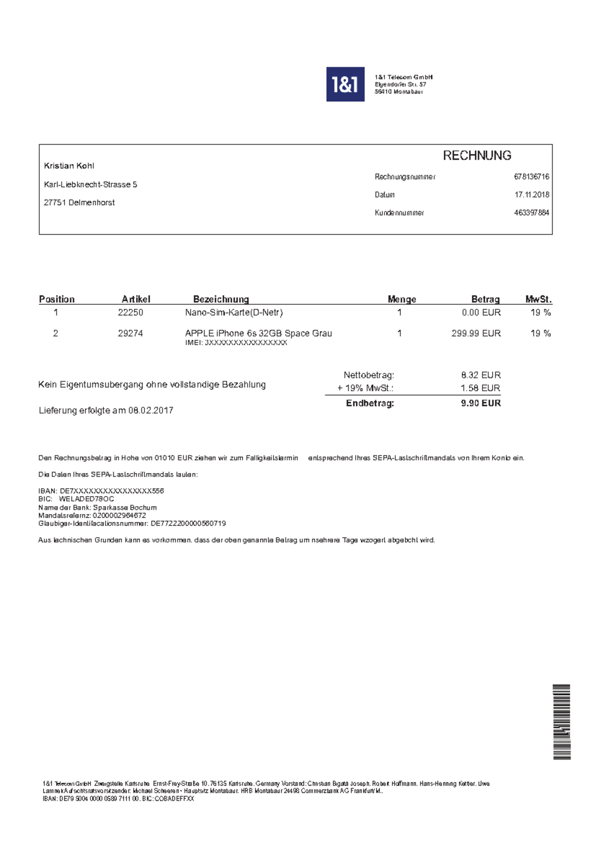 11 Telecom Gmbh Rechnung