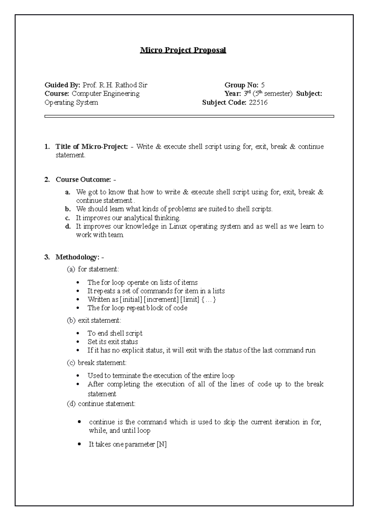 OSY Proposal - Computer - Micro Project Proposal Guided By: Prof. R. Rathod Sir Group No: 5 ...