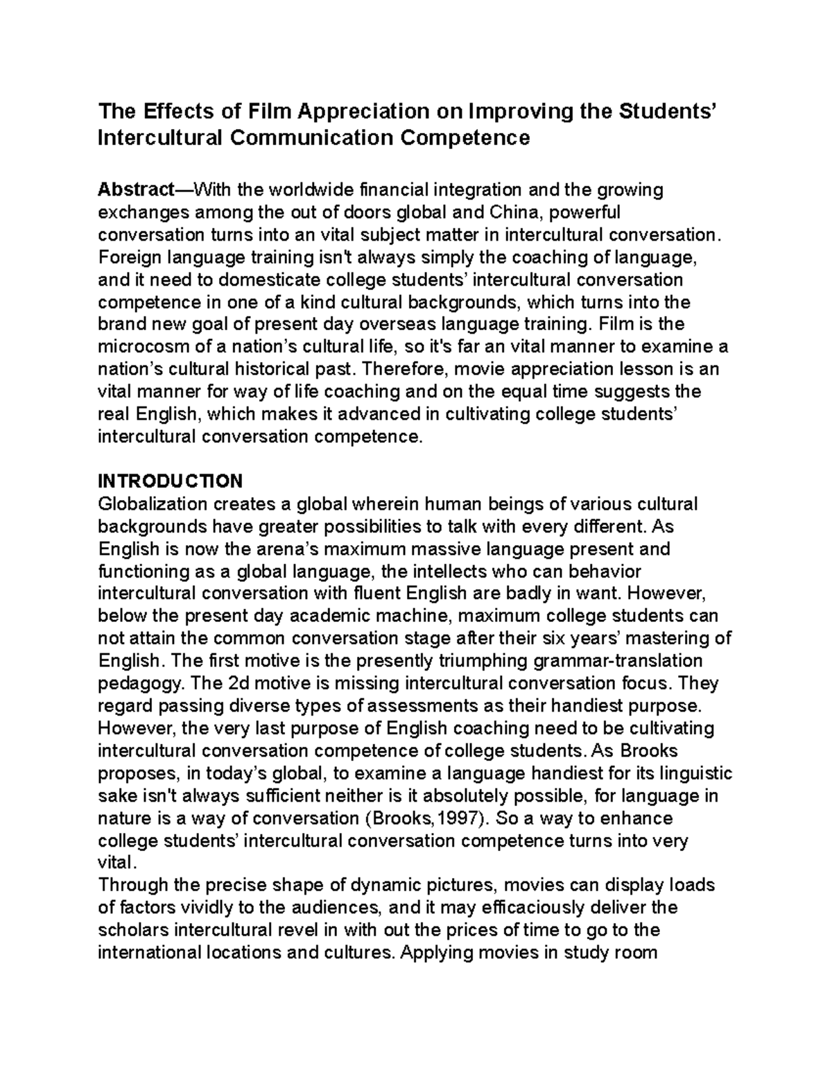 The Effects of Film Appreciation on Improving the Students ...