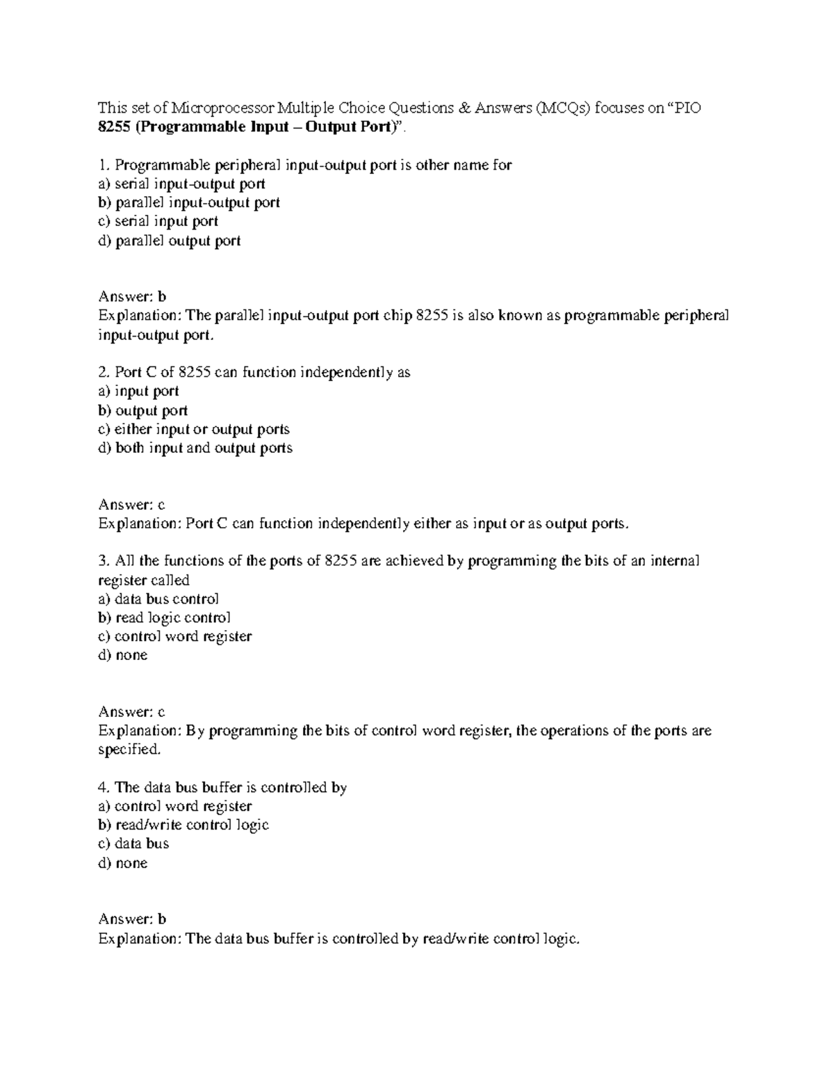 Microprocessor MCQsunit-3-and-4 mit pune - This set of Microprocessor Multiple Choice Questions ...