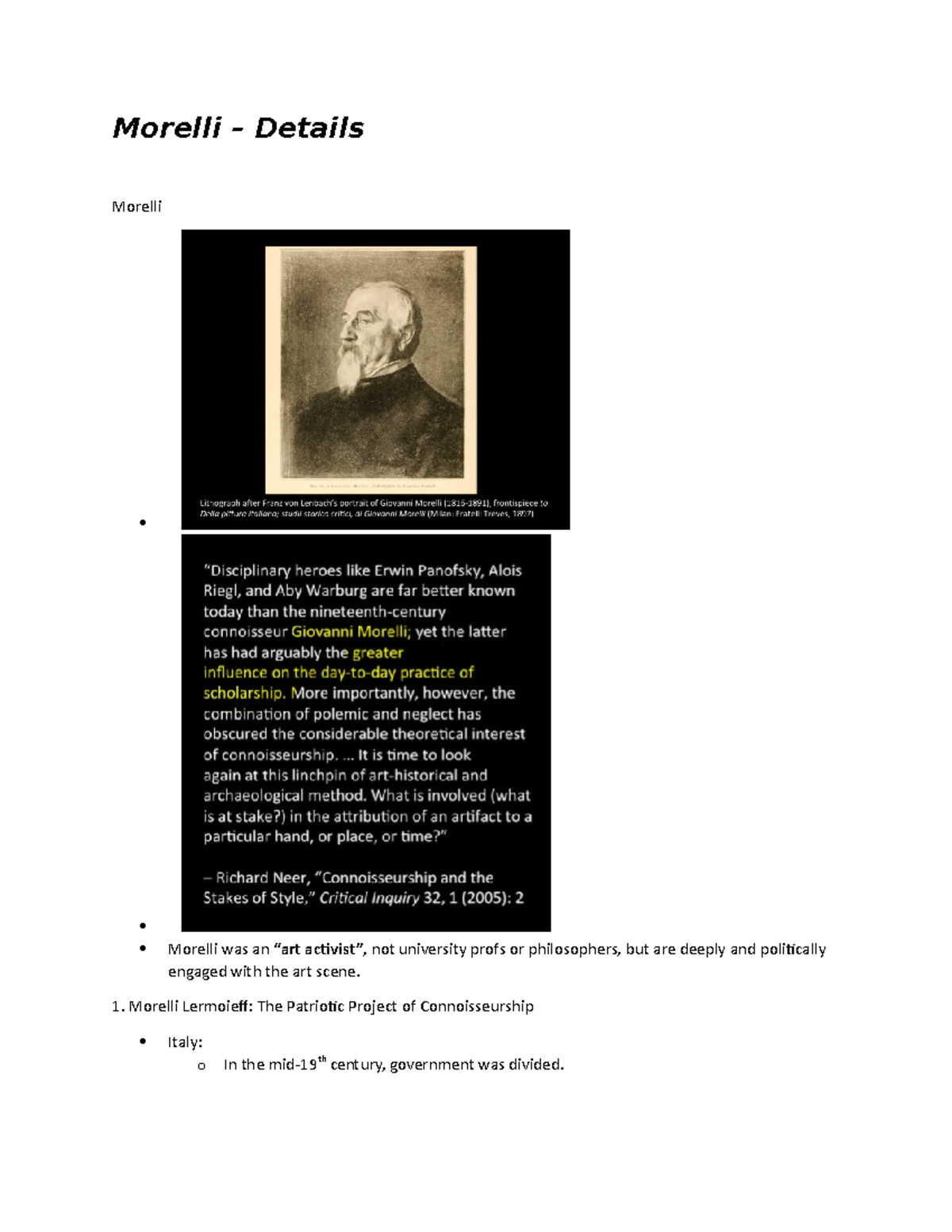 Lecture 8 - Morelli - Morelli – Details Morelli Morelli was an “art ...