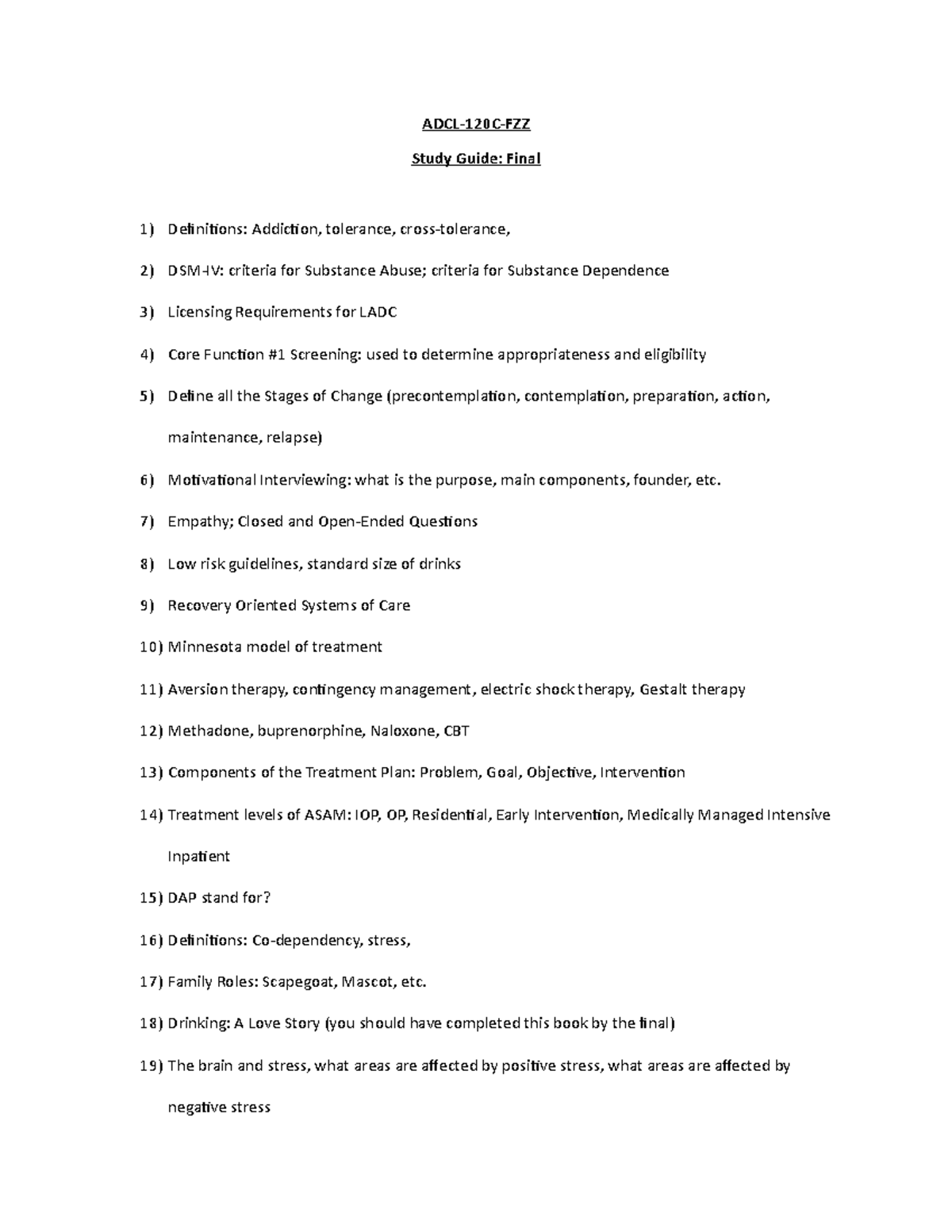 ADCL-120-ZZ Study Guide Final-1 - ADCL-120C-FZZ Study Guide: Final ...