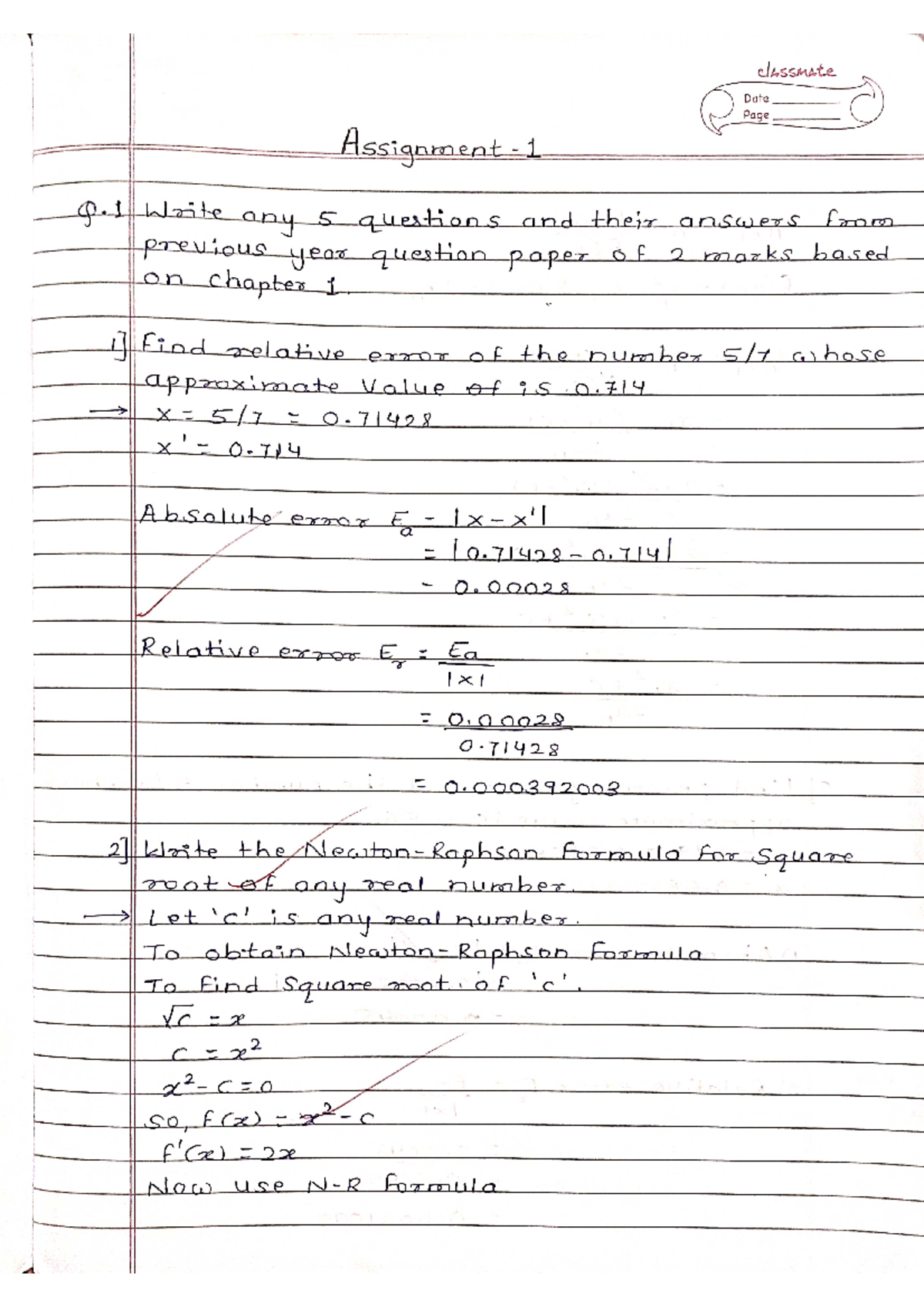 Maths assignment - It contains some important PYQ of numerical techniques subject.I hope this ...