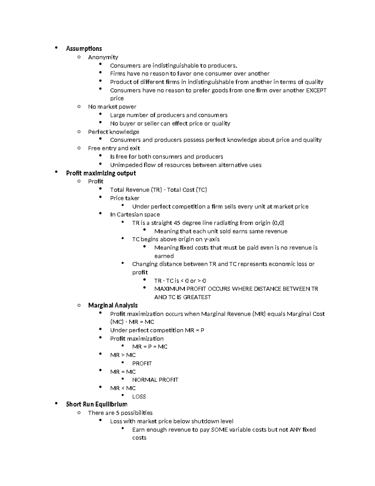 ECON 111 UNIT 5 - For Harry - Assumptions o Anonymity Consumers are ...
