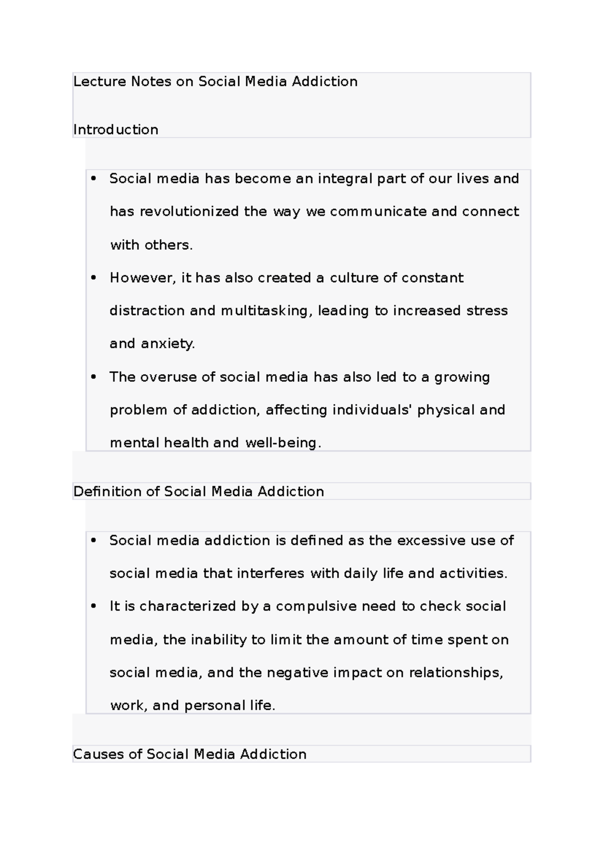 Lecture Notes on Social Media Addiction - Lecture Notes on Social Media ...