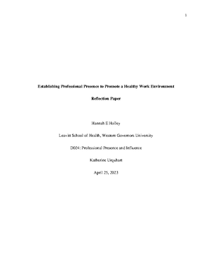 D024 Reflection Paper Task 2 - Establishing a Professional Presence to ...