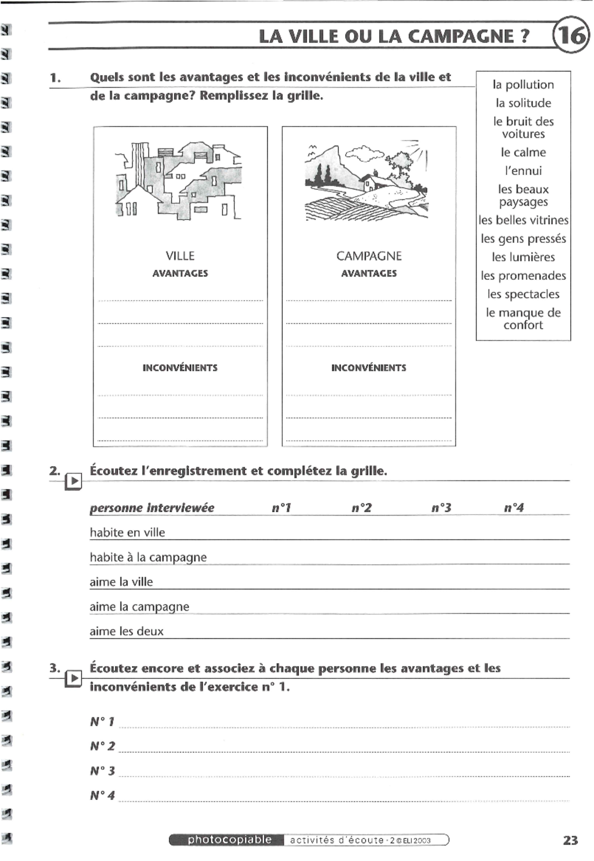 Co ville-ou-campagne - Ficha para trabajar en clase. - - Studocu