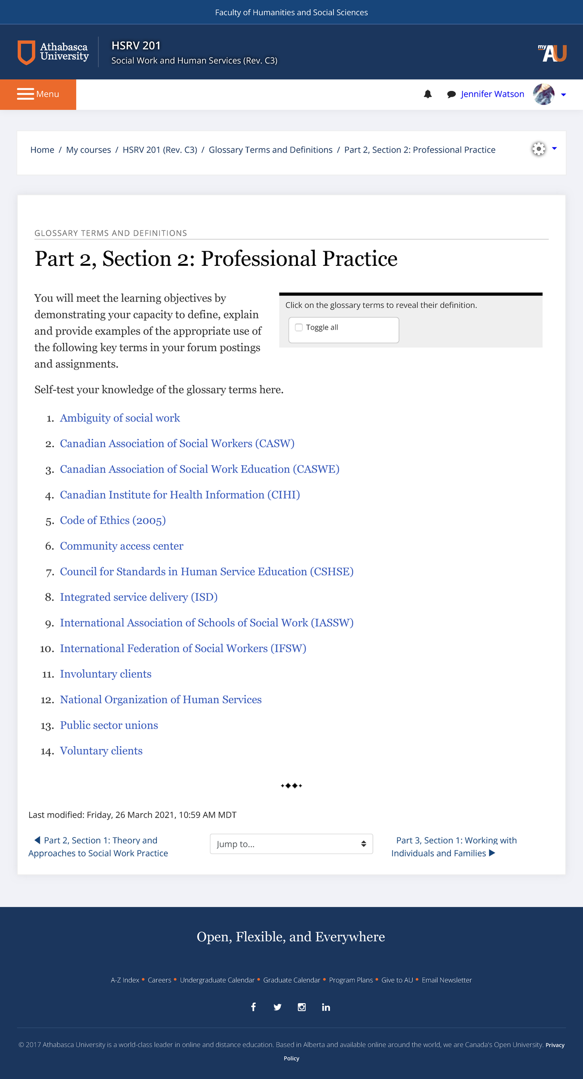 HSRV 201 (Rev. C3): Part 2, Section 2: Professional Practice ...