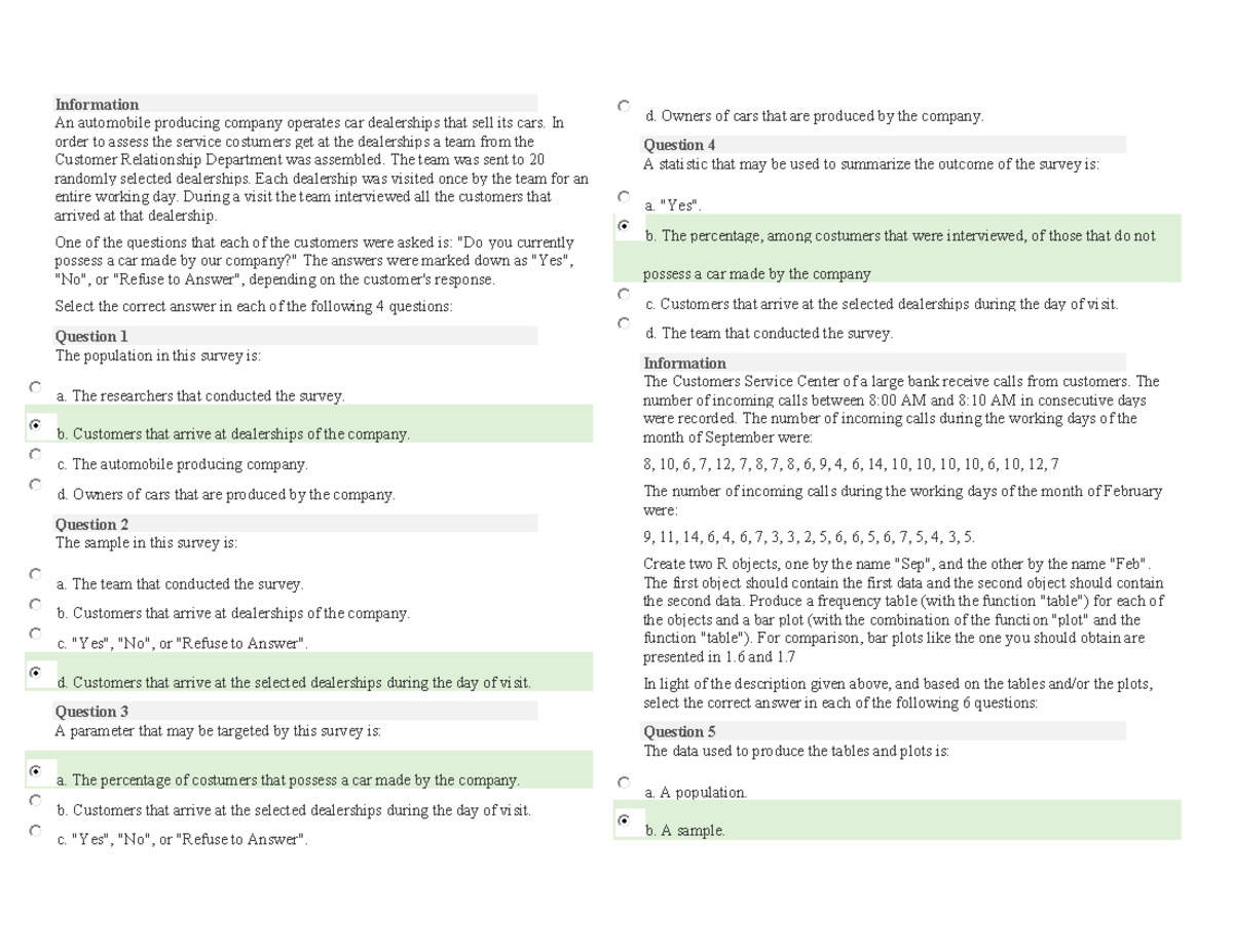 Unit 1 Quiz intro to stat - MATH 1280 - UoPeople - Studocu