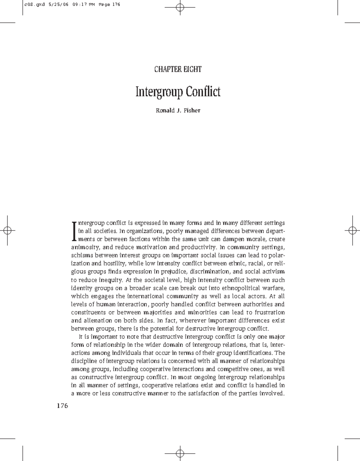 Intergroup Conflict.pdf- Fisher - CHAPTER EIGHT Intergroup Conflict ...