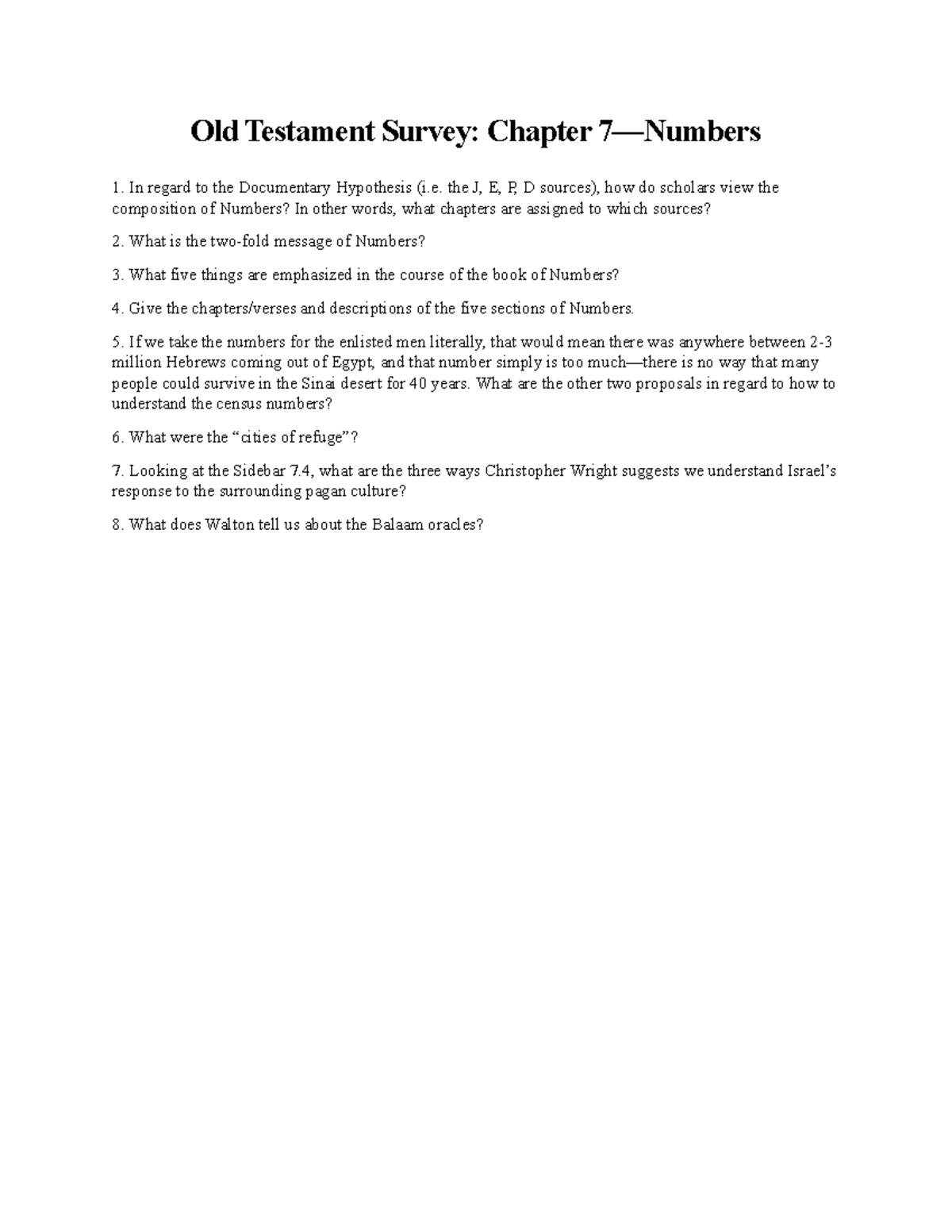 Chapter 7 Numbers - Old Testament Survey: Chapter 7—Numbers In regard ...