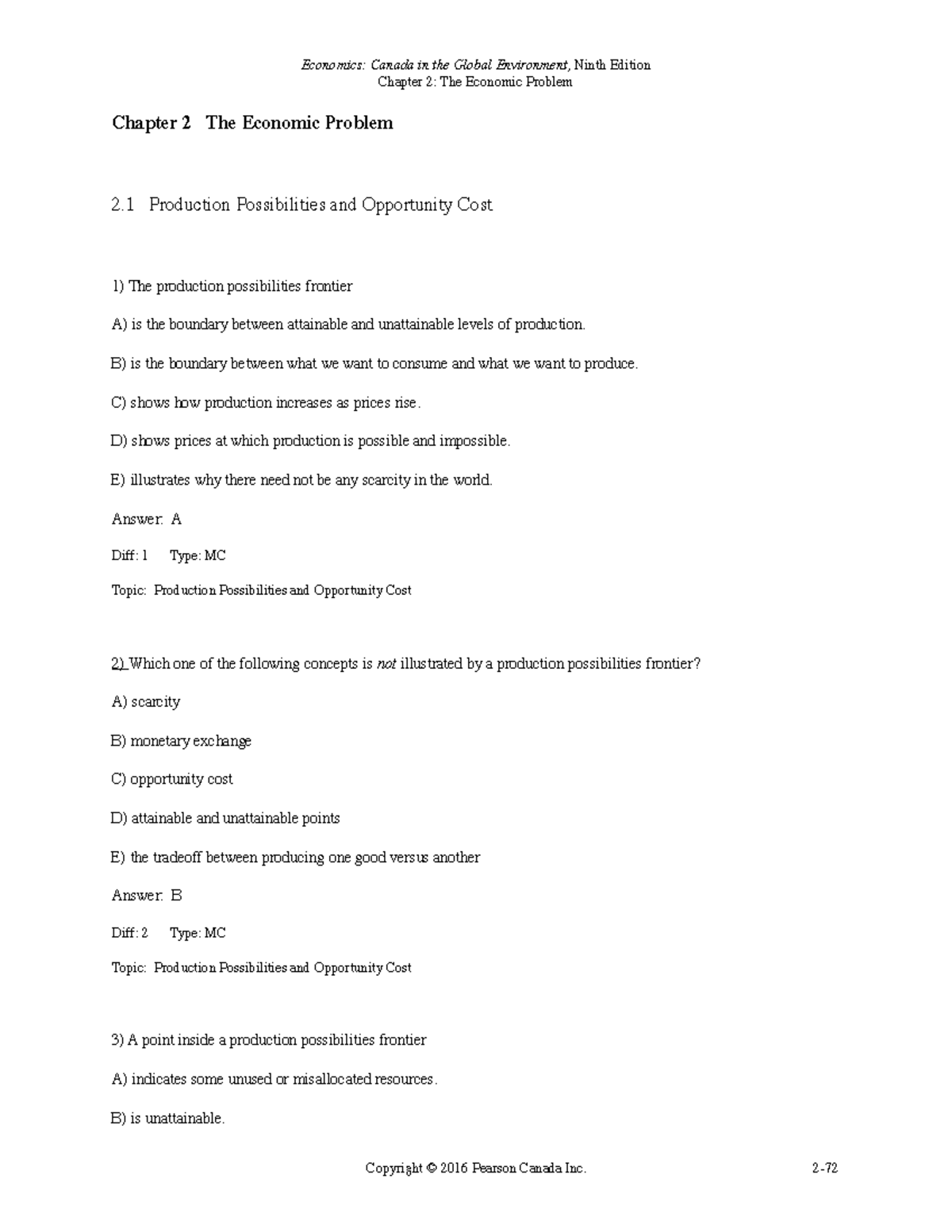 Micro Economics Test Bank Three copy - Chapter 2 The Economic Problem 2 ...