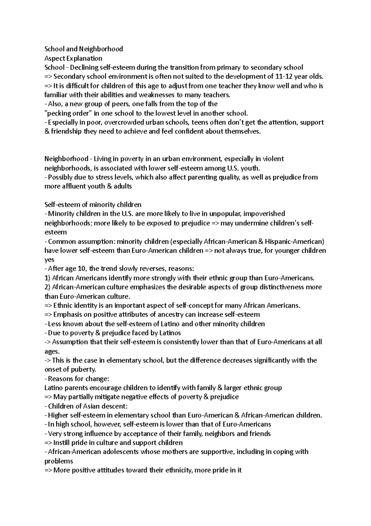 School and Neighborhood - School and Neighborhood Aspect Explanation ...