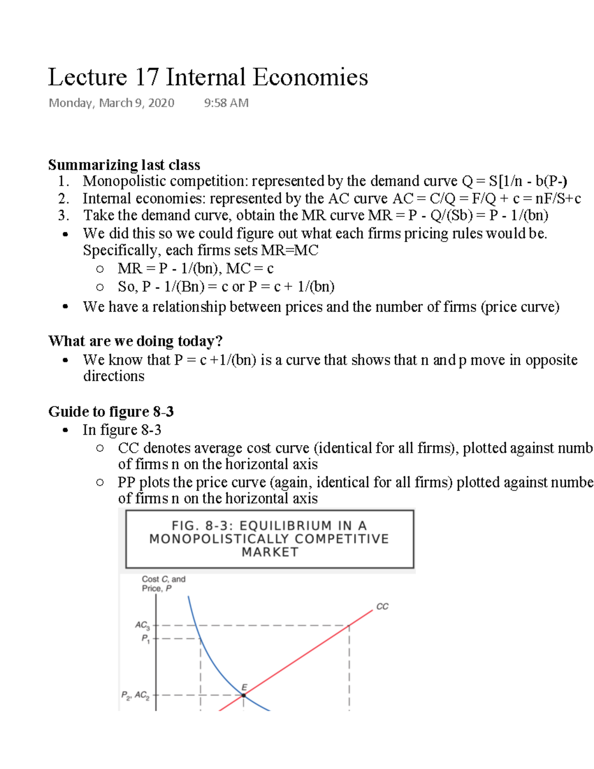 Lecture 17 Internal Economies - Warning: TT: undefined function: 32 Warning: TT: undefined ...