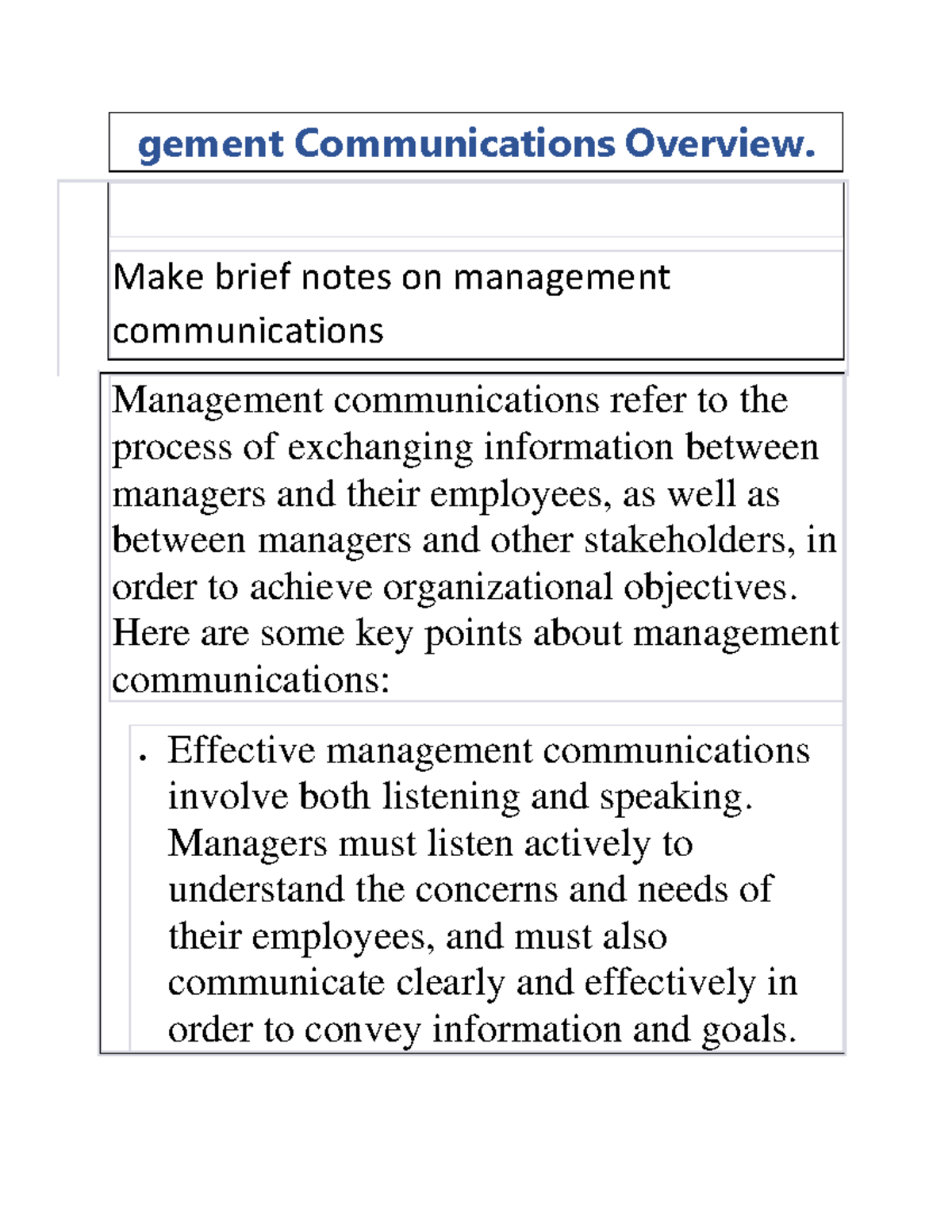 Management communications 1-3 - gement Communications Overview. Make ...