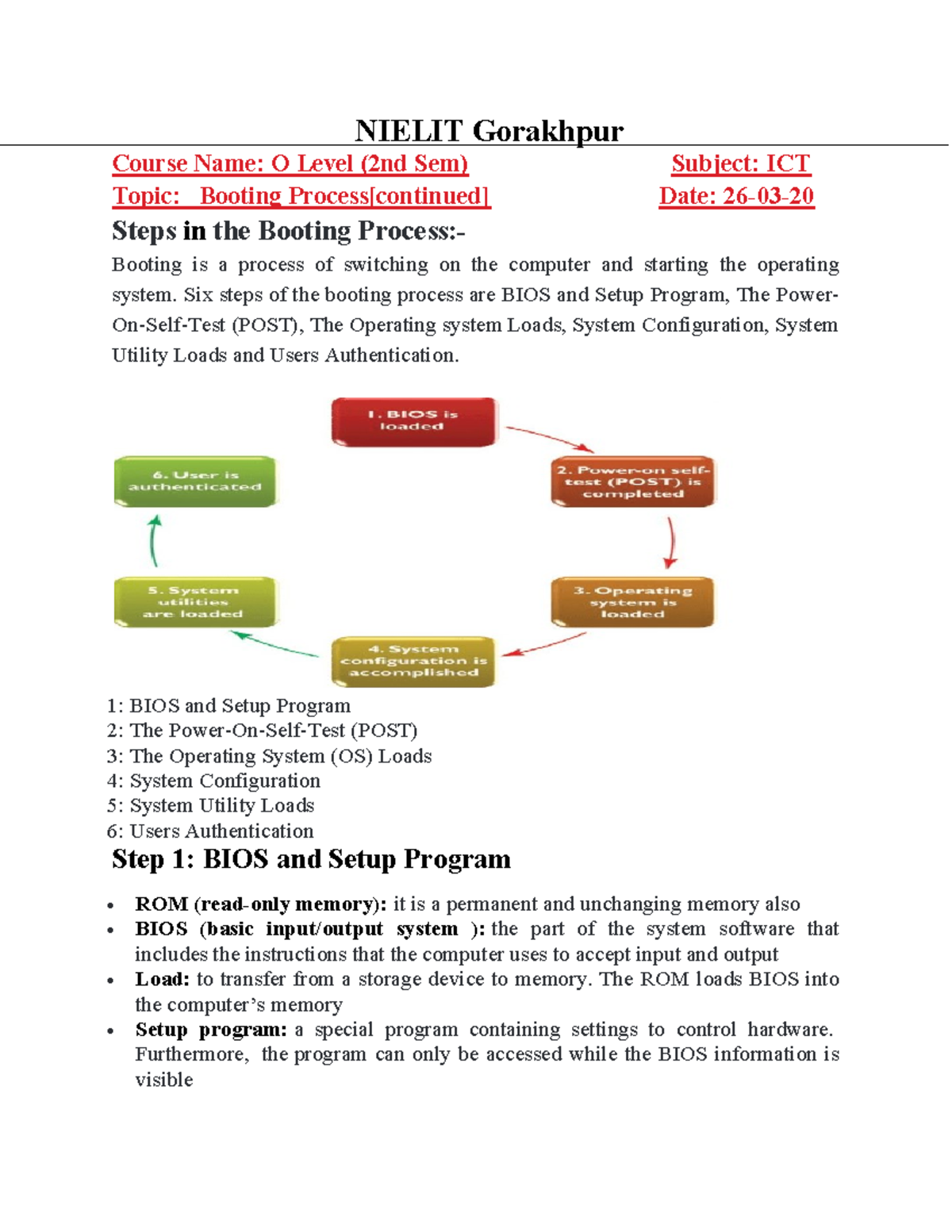 Olevel ICT 2 26Mar RP - NIELIT Gorakhpur Course Name: O Level (2nd Sem ...