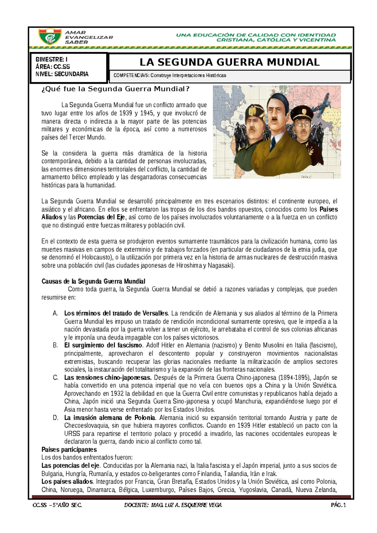 Ficha Lectu La Segunda Guerra Mundial - ¿Qué fue la Segunda Guerra ...