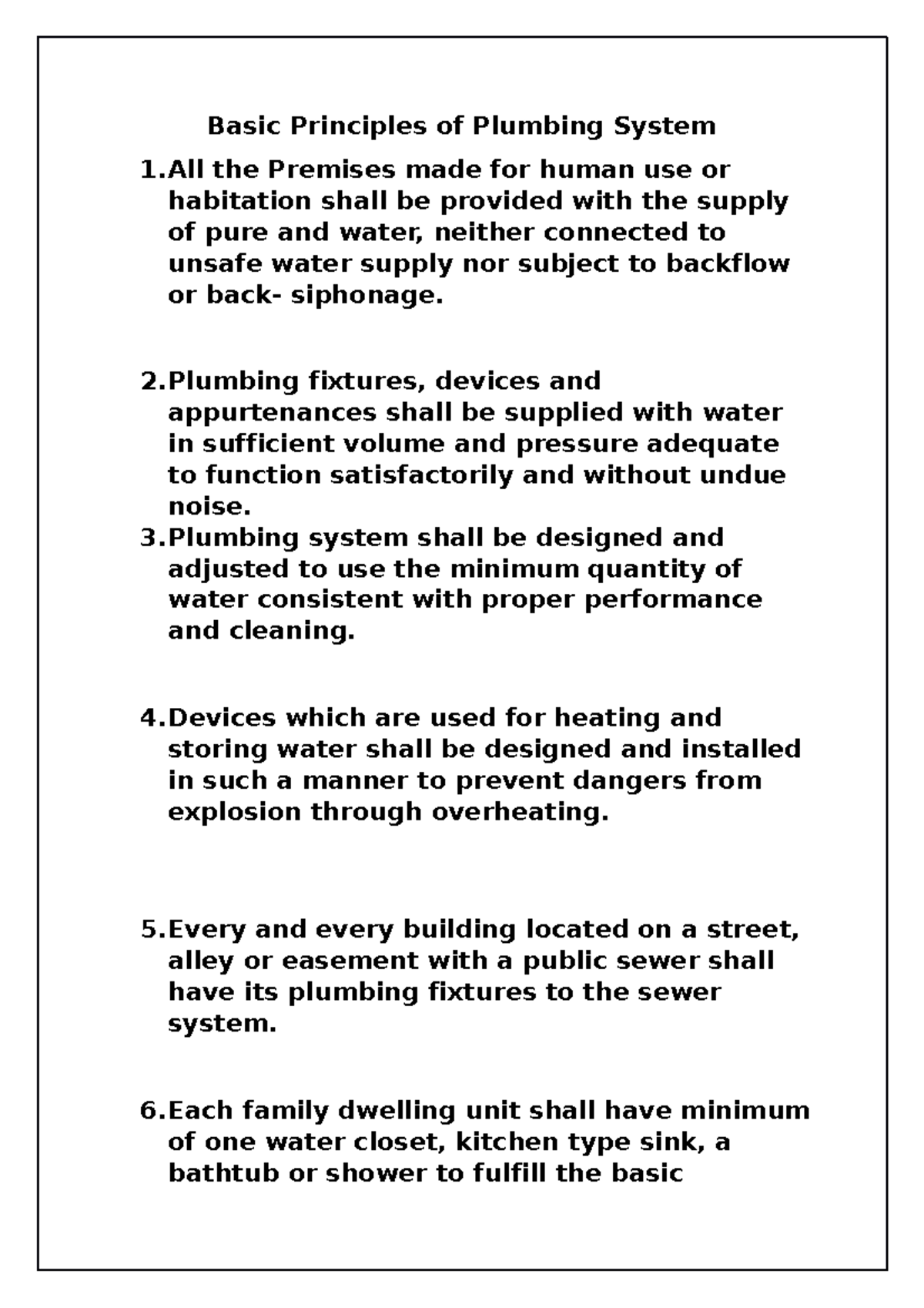 Utilities 1 Research - Read it well - Basic Principles of Plumbing ...