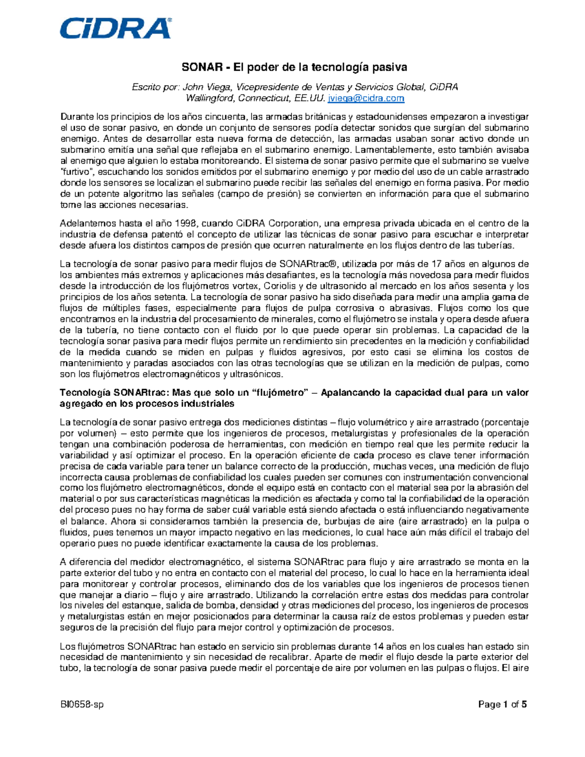 Sonar MAR - SONAR - El poder de la tecnología pasiva Escrito por: John ...