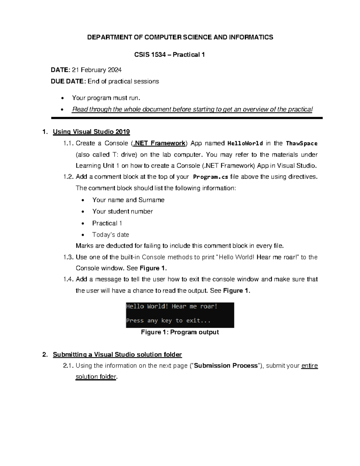 Coding - DEPARTMENT OF COMPUTER SCIENCE AND INFORMATICS CSIS 1534 ...