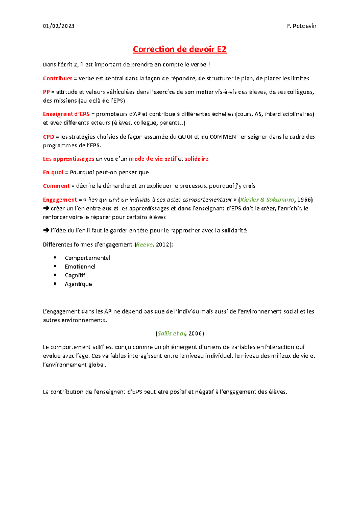 Correction de devoir E2 - 01/02/2023 F. Potdevin Correction de devoir E Dans l’écrit 2, il est ...