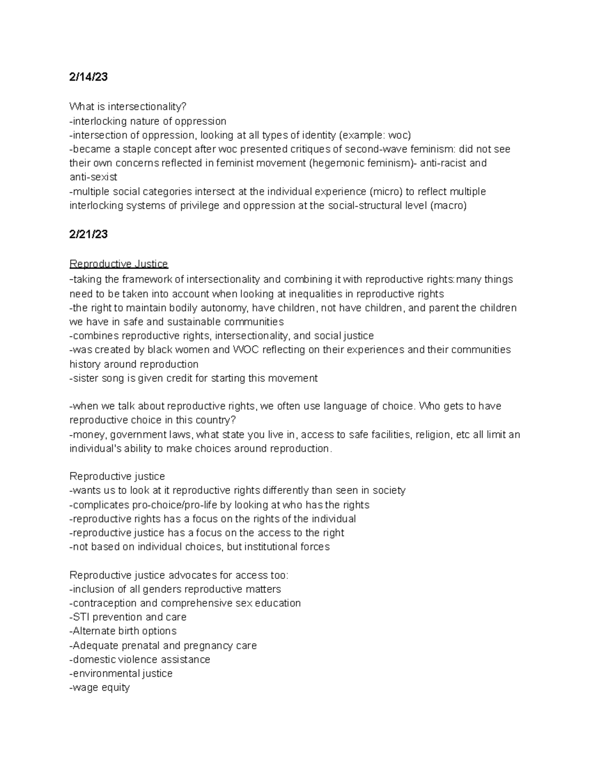 Women and Gender Studies Notes - 2/14/ What is intersectionality ...