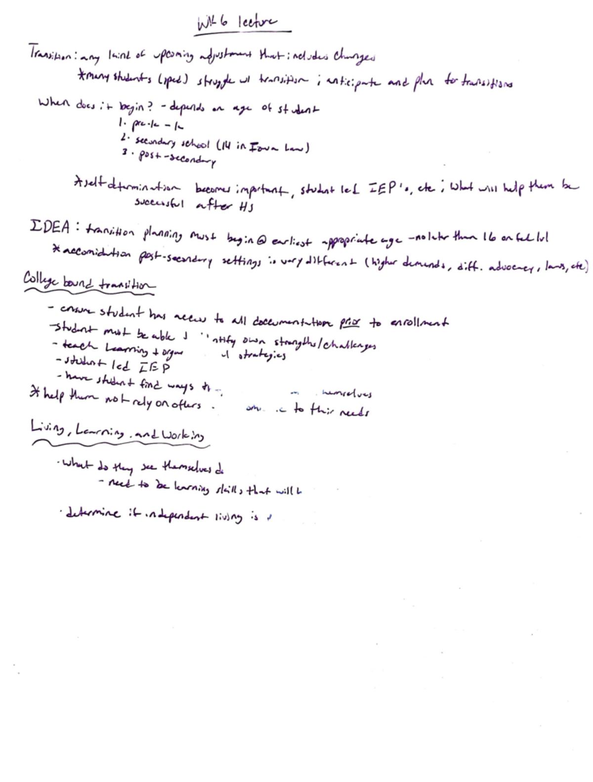 Week 6 Lectures - Week 6 lecture - Wk 6 lecture Transition: any kind of ...