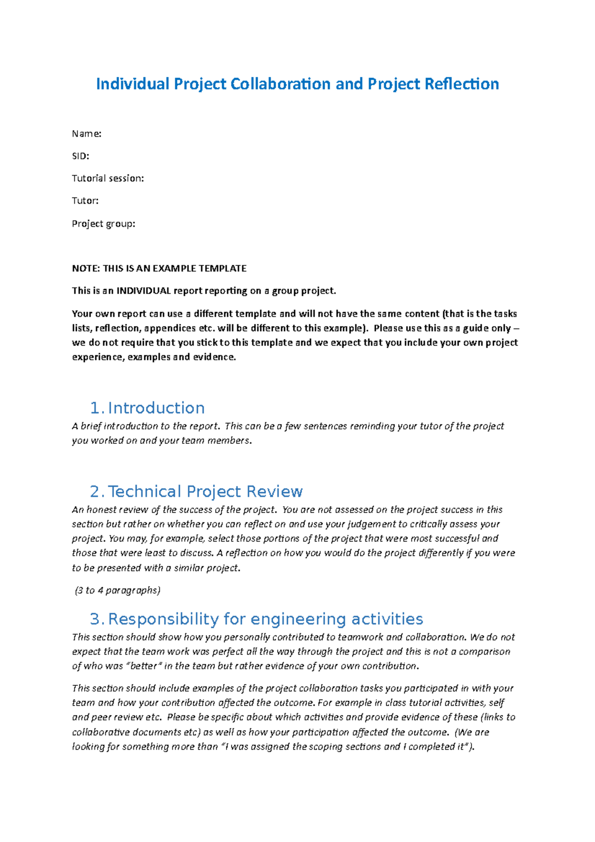 A2022 Project Review Template V2 - Individual Project Collaboration and ...