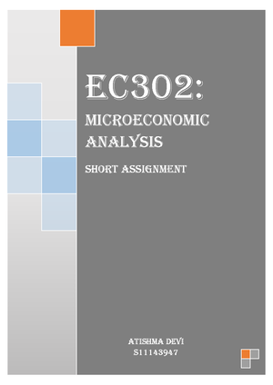 Tutorial Solutions Week 3 - EC 30 2: MICROECONOMIC ANALYSIS SEMESTER 2, 2020 - Tutorial Wk3 ...