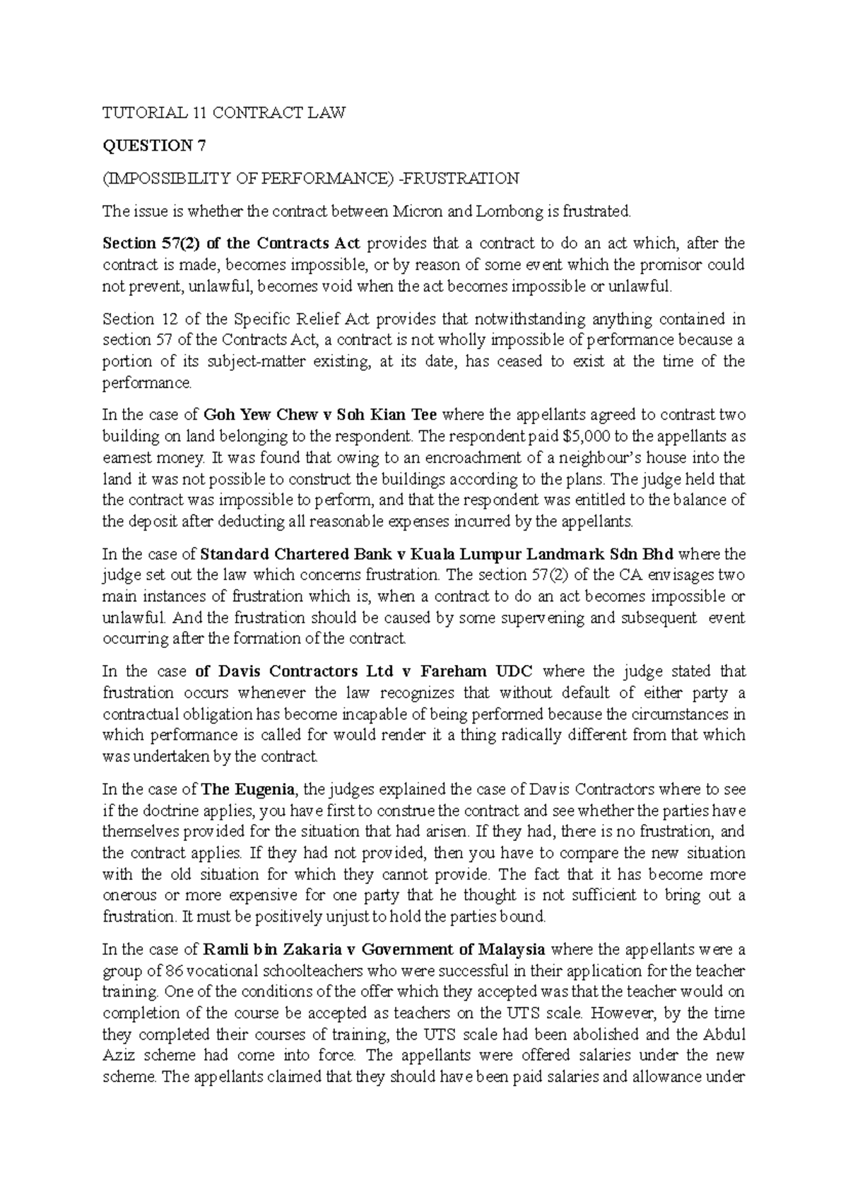 TUTORIAL 8 & TUTORIAL 7 WORK WITH DETAILS. - Contract Law II - MMU ...