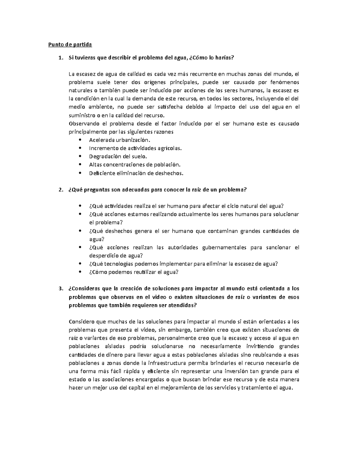 Diario de reflexiones Unidad 4. Identificación de problemas - Punto de partida Si tuvieras que ...
