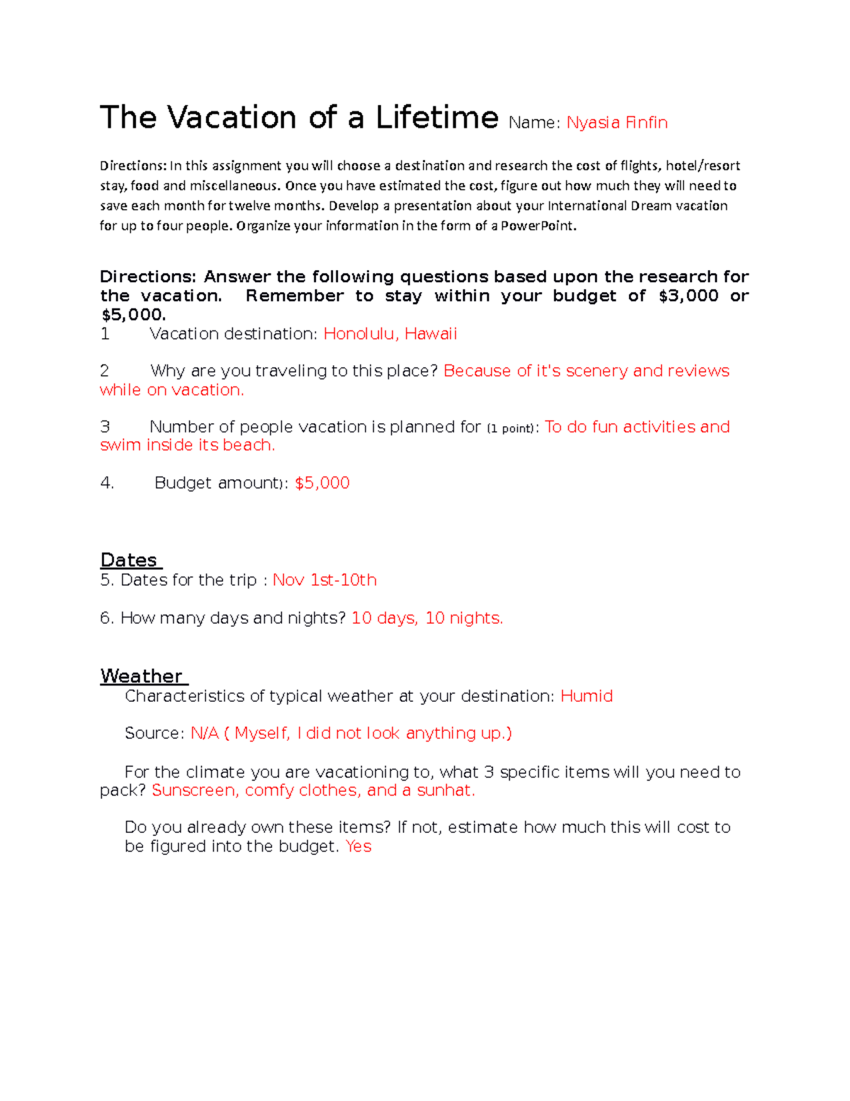 The Vacation of a Lifetime Project (1) - The Vacation of a Lifetime ...