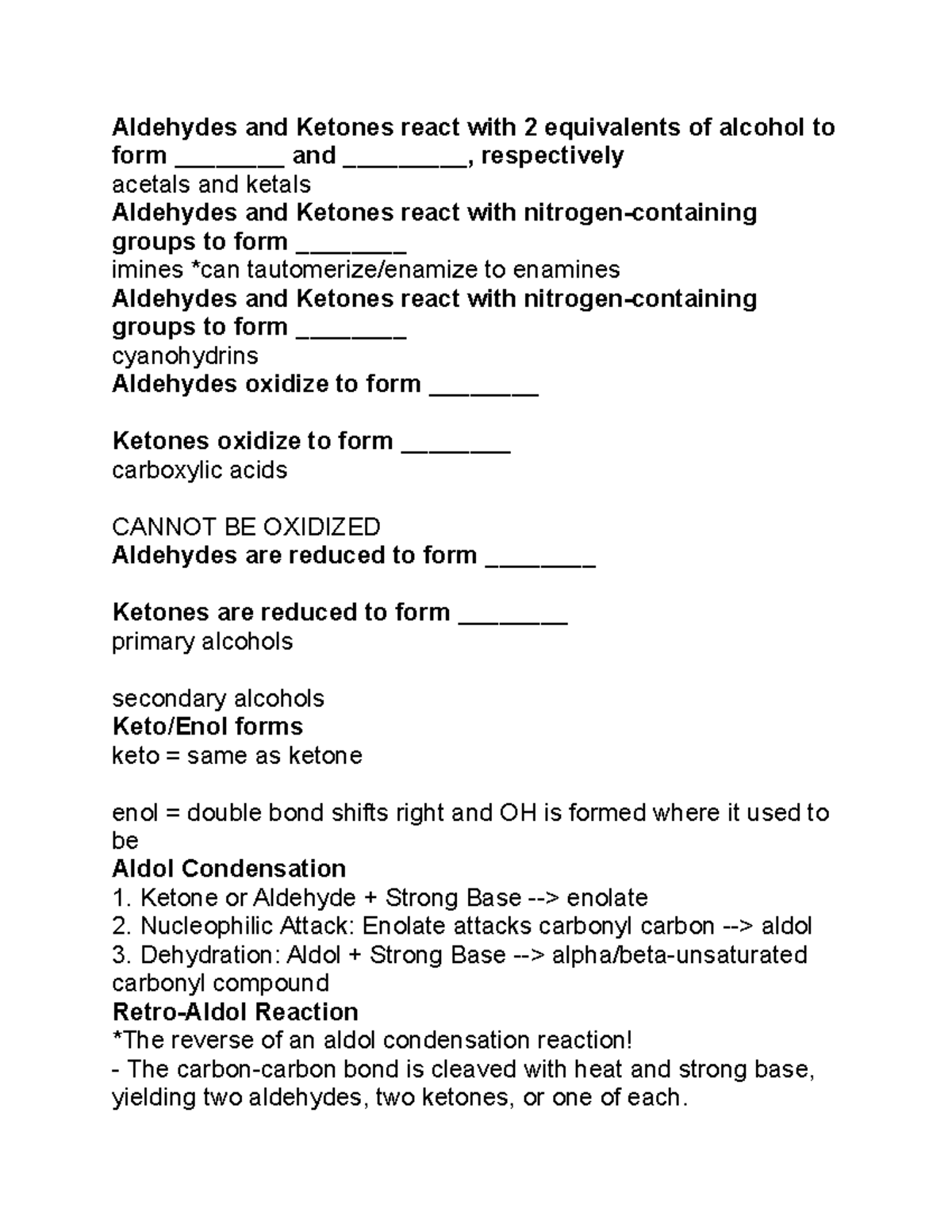 Org 12 - course work questions - Aldehydes and Ketones react with 2 ...