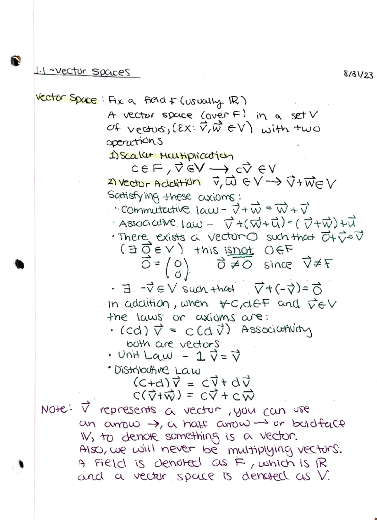 Week 2 Linear Algebra And Matrix Theory (day 2) - Llvectur Spaces A