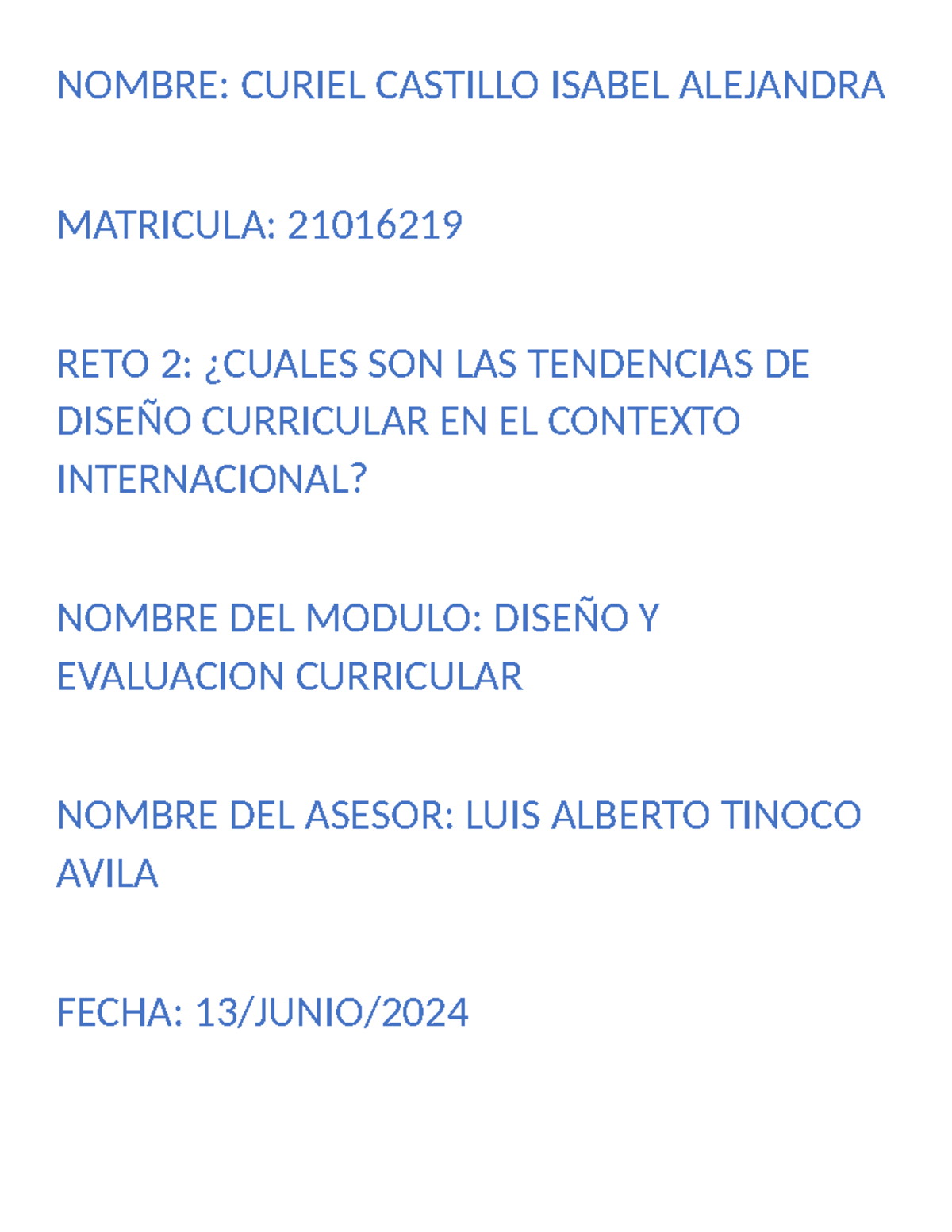 R2 Diseño Curricular - HERRAMIENTA DE TRABAJO Y TAREA - NOMBRE: CURIEL ...