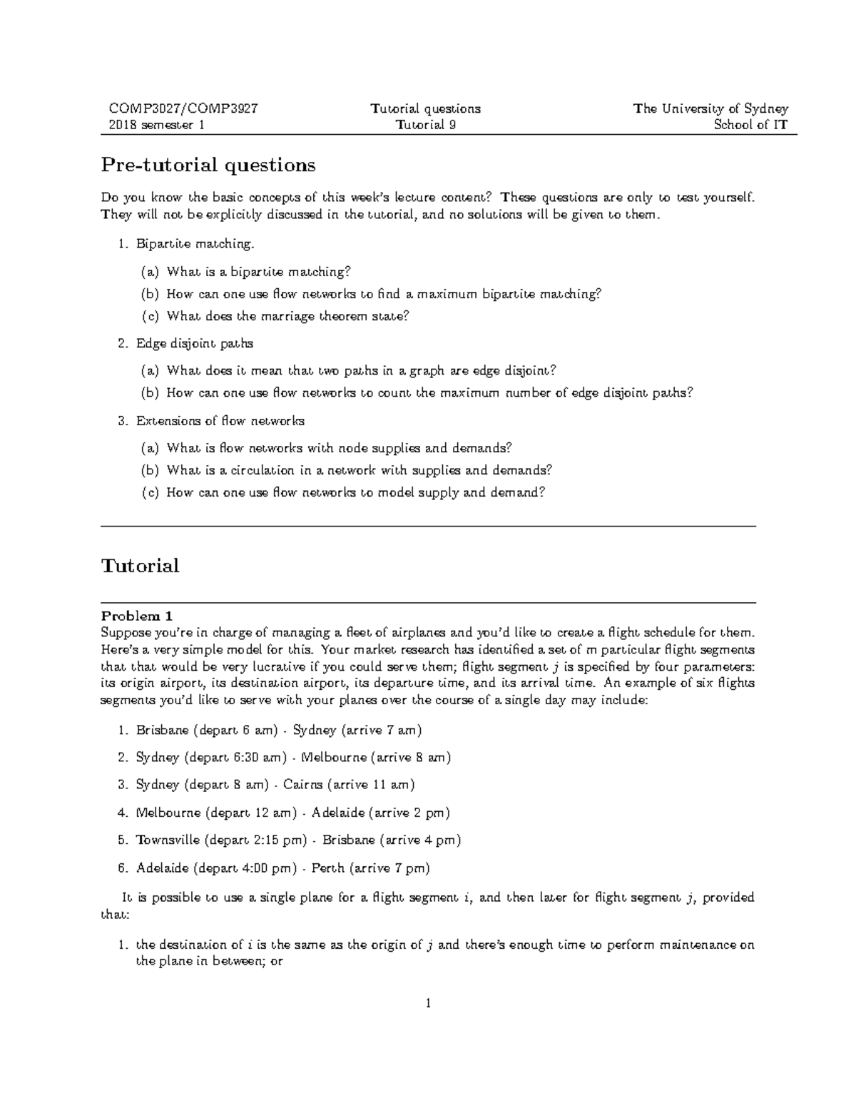 Tutorial 09 Questions Only Comp3027 Comp3927 Tutorial Questions The University Of Sydney